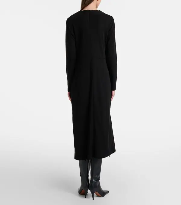 Vince Draped Wool-blend Midi Dress - Black
