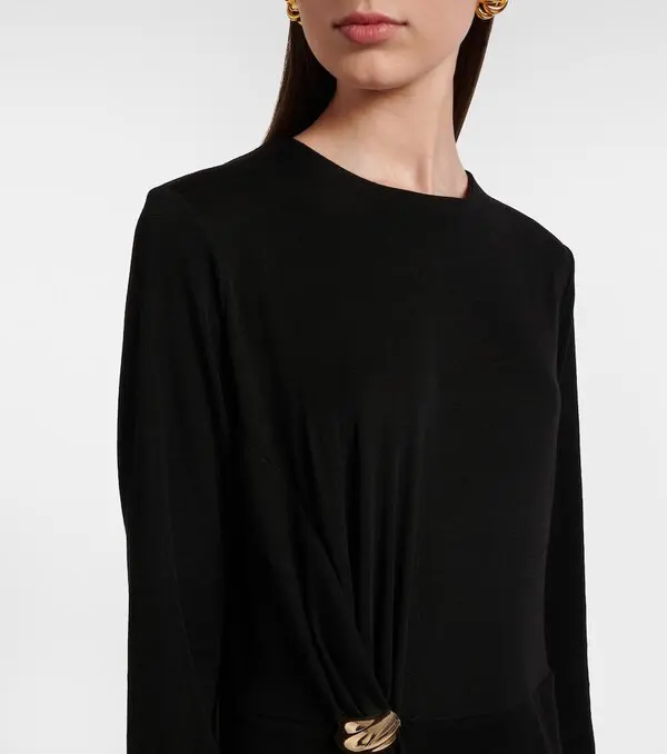 Vince Draped Wool-blend Midi Dress - Black
