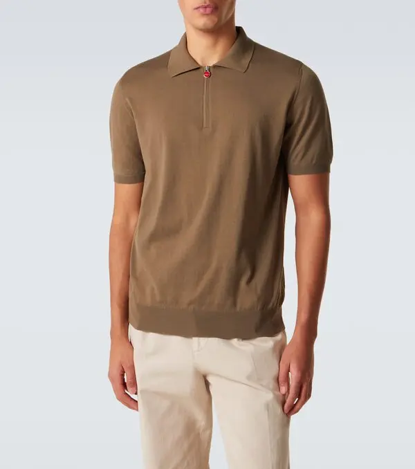 Kiton Cotton Half-zip Polo Shirt - Green