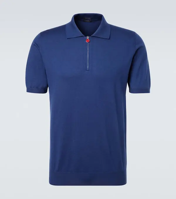 Kiton Cotton Half-zip Polo Shirt - Blue