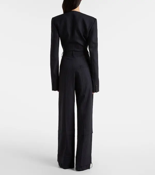 Khaite Linden Pinstripe High-rise Wide-leg Pants