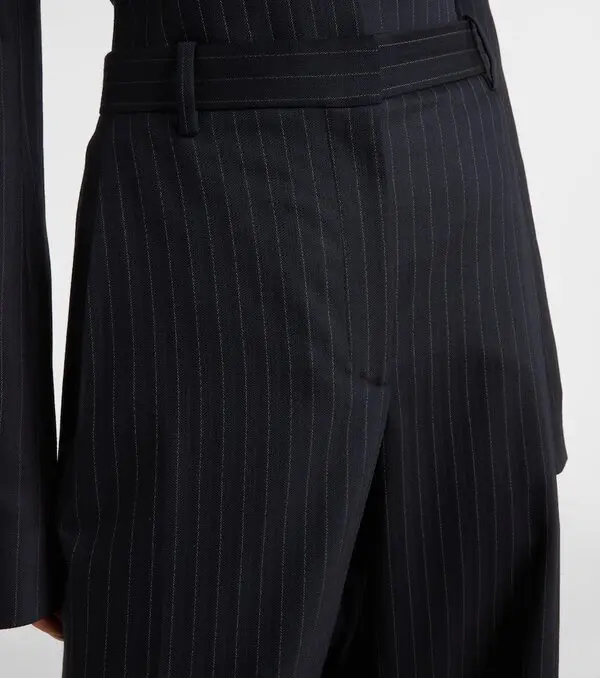Khaite Linden Pinstripe High-rise Wide-leg Pants