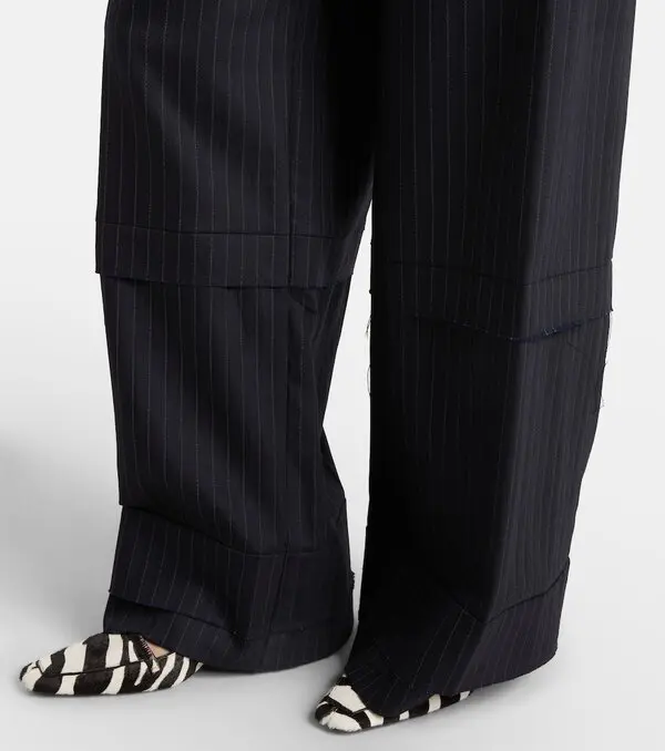 Khaite Linden Pinstripe High-rise Wide-leg Pants