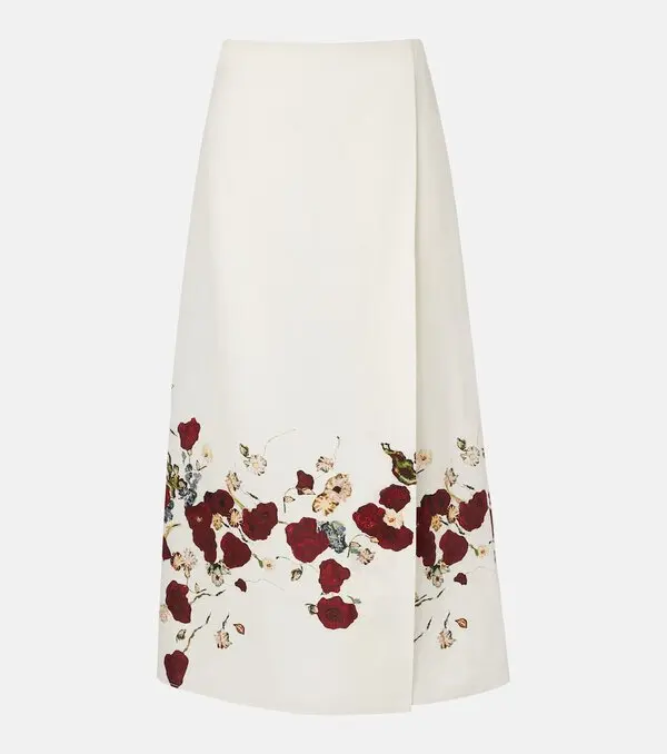 Khaite Demi Floral Midi Skirt - White