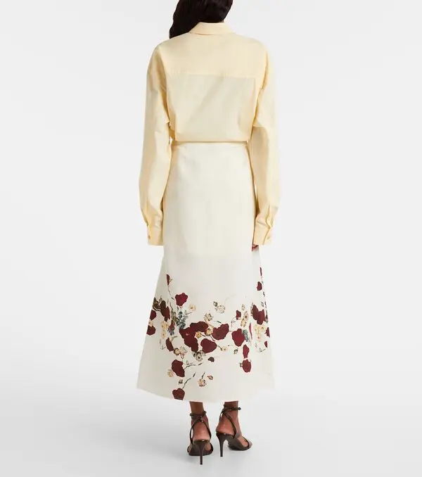 Khaite Demi Floral Midi Skirt - White