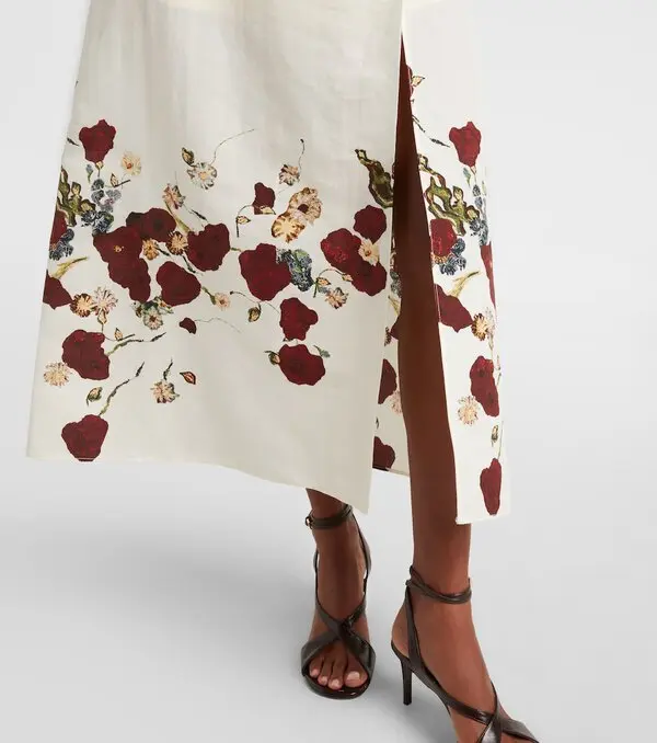 Khaite Demi Floral Midi Skirt - White