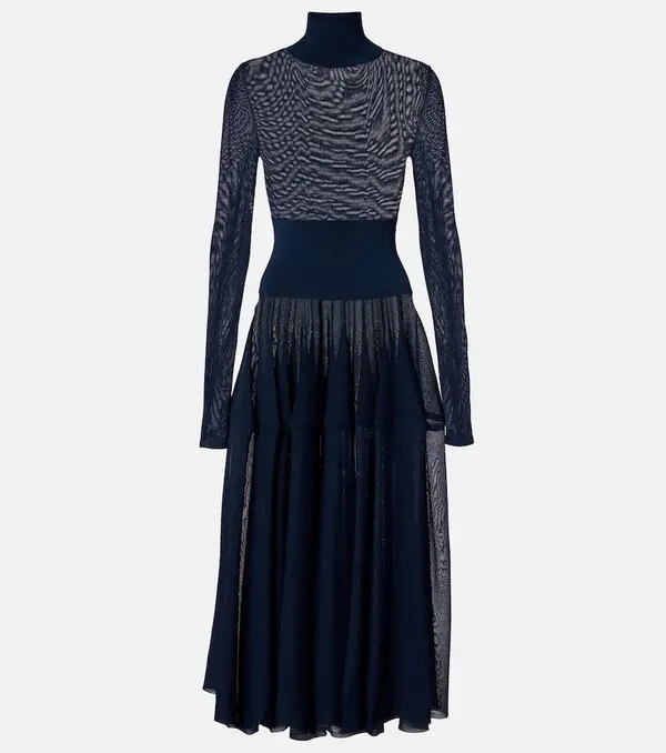 Alaïa Sheer Midi Dress - Blue