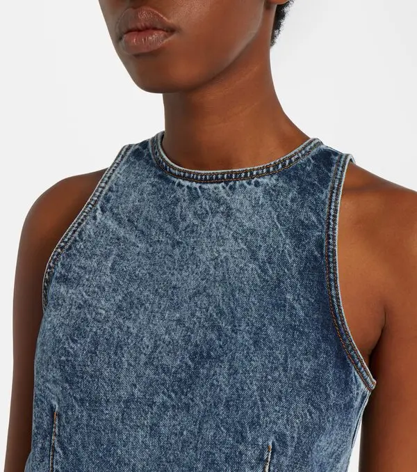 Alaïa Peplum Denim Top - Blue
