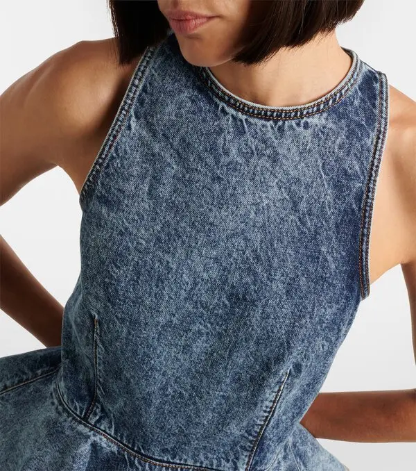 Alaïa Peplum Denim Top - Blue