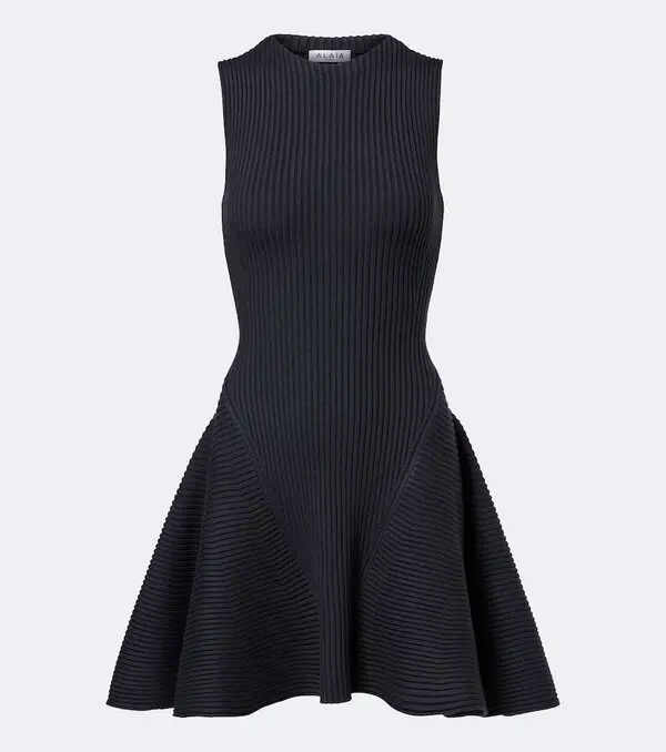 Alaïa Ribbed-knit Wool-blend Minidress - Grey