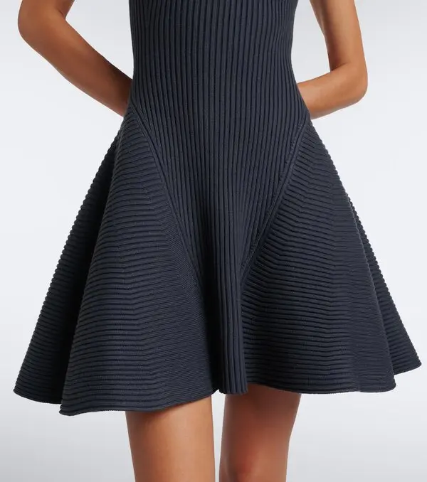 Alaïa Ribbed-knit Wool-blend Minidress - Grey