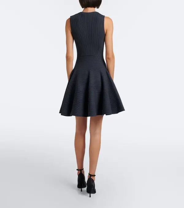 Alaïa Ribbed-knit Wool-blend Minidress - Grey