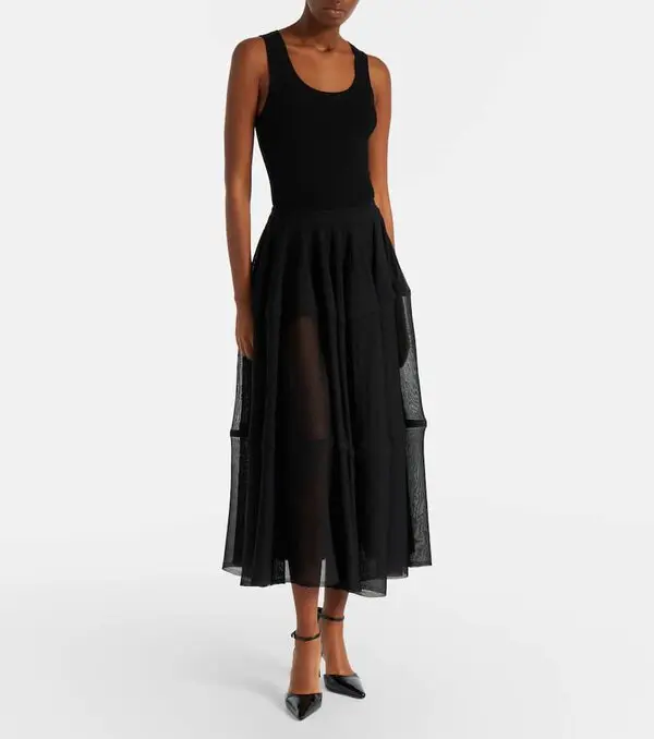 Alaïa Semi-sheer Midi Skirt
