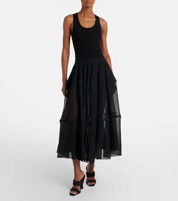 Alaïa Semi-sheer Midi Skirt