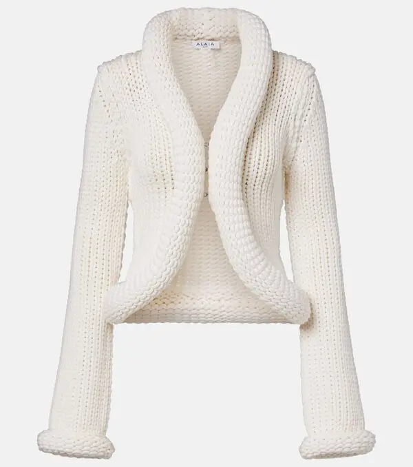 Alaïa Padded Wool-blend Cardigan