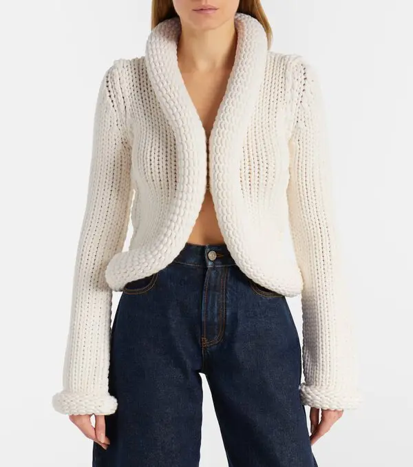 Alaïa Padded Wool-blend Cardigan