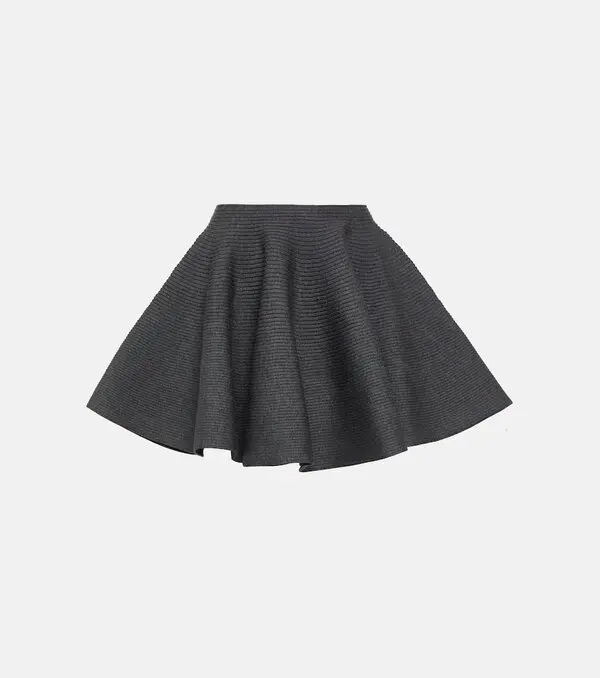 Alaïa Ribbed-knit Wool-blend Mini Skirt - Grey