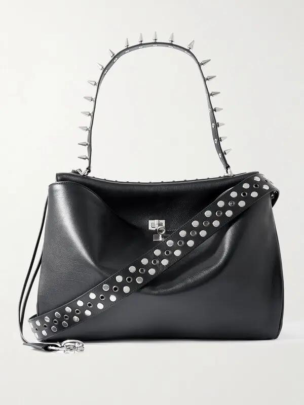 Balenciaga Rodeo Large Studded Leather Tote Bag - Black