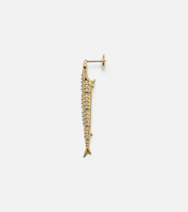 Yvonne Léon Marlin Gm 9kt Single Earring With Diamonds - Gold