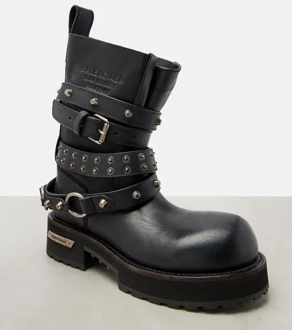 Balenciaga Venom City Leather Biker Boots