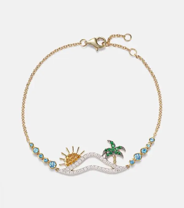 Yvonne Léon La Plage 9kt Bracelet With Diamonds And Gemstones - Gold