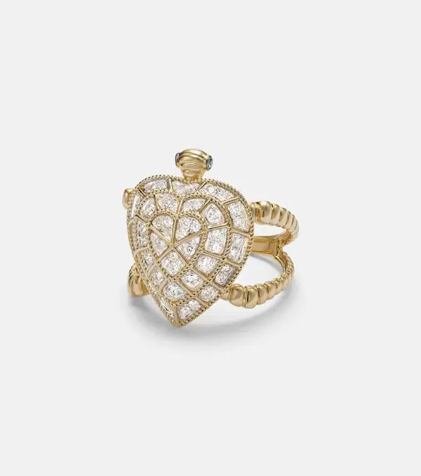 Yvonne Léon Tortue Coeur 9kt Diamond Ring - Gold
