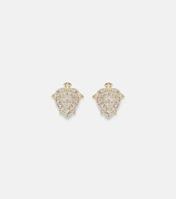 Yvonne Léon Tortue Coeur Earrings With Diamonds - Gold