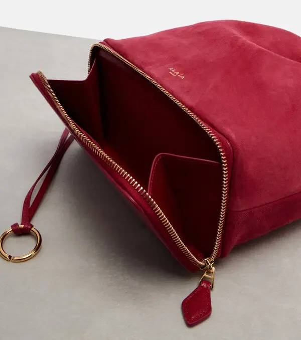 Alaïa Le Pochon Suede Bucket Bag - Red