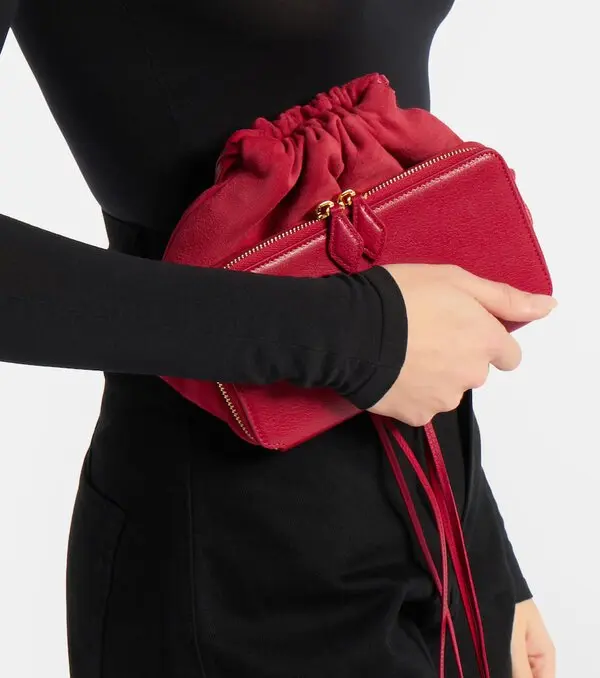 Alaïa Le Pochon Suede Bucket Bag - Red