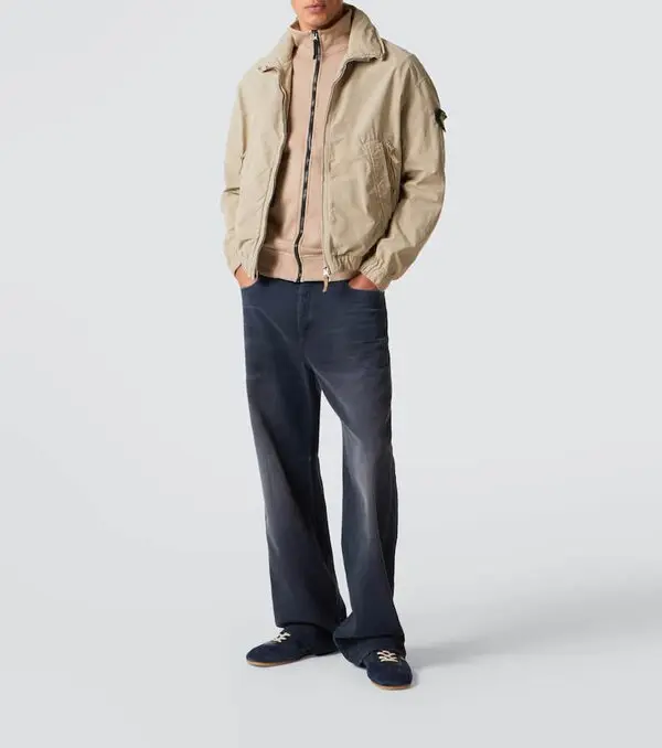 Stone Island Compass Cotton Zip-up Sweatshirt - Beige