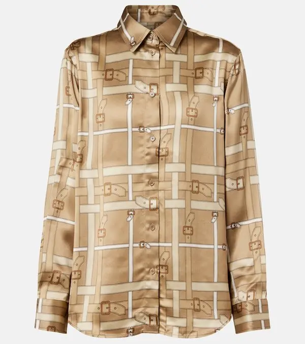 Burberry Emma Printed Satin Shirt - Beige