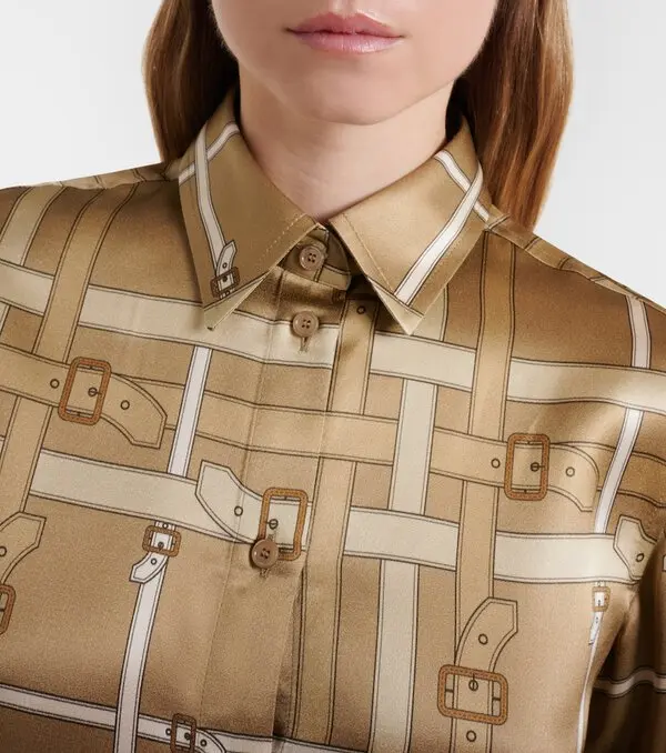 Burberry Emma Printed Satin Shirt - Beige
