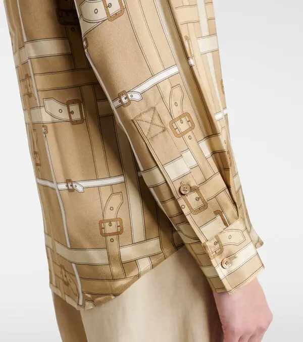 Burberry Emma Printed Satin Shirt - Beige