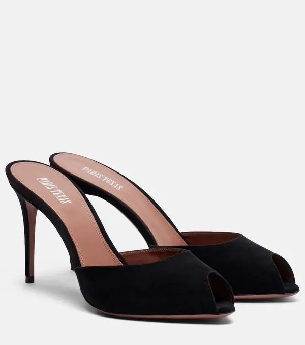 Paris Texas Vera 85 Suede Mules - Black