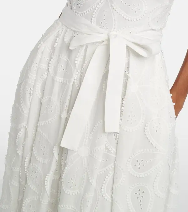 Elie Saab Embroidered Cotton-blend Midi Dress