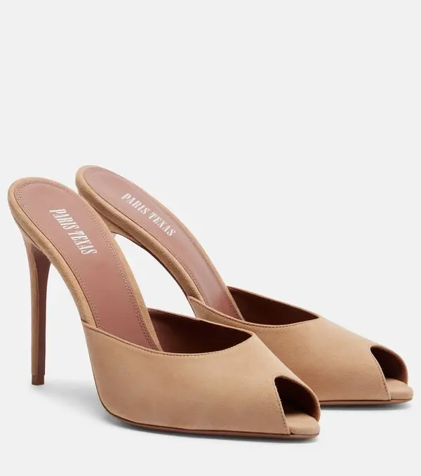 Paris Texas Vera 105 Suede Mules - Beige