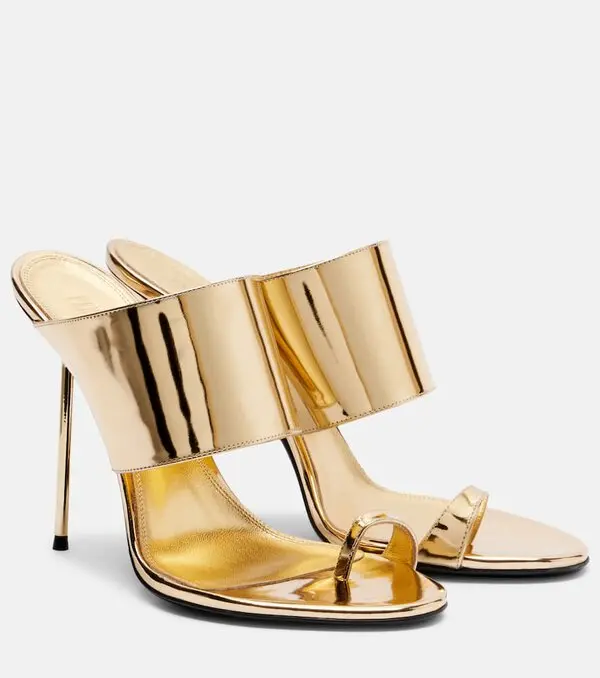 Paris Texas Lidia 105 Patent Leather Mules - Gold