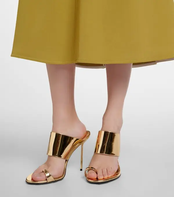 Paris Texas Lidia 105 Patent Leather Mules - Gold