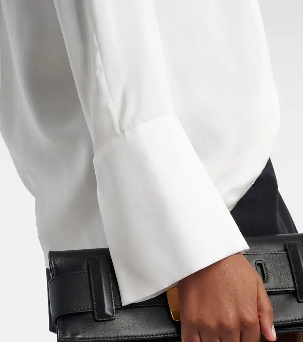 Balmain Draped Silk Satin Blouse - White