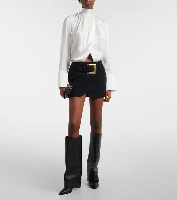 Balmain Virgin Wool Grain De Poudre Miniskirt