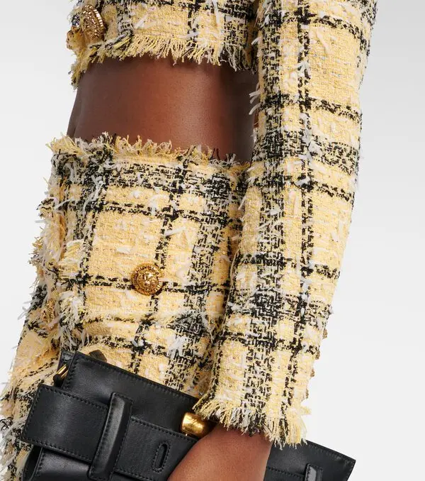 Balmain Cropped Sequined Tweed Jacket