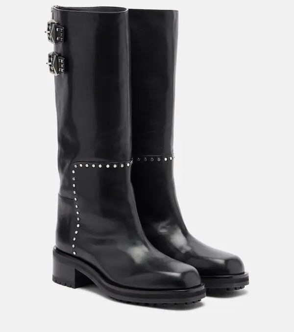 JIMMY CHOO Brooklyn Leather Biker Boots - Black
