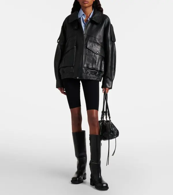 JIMMY CHOO Brooklyn Leather Biker Boots - Black