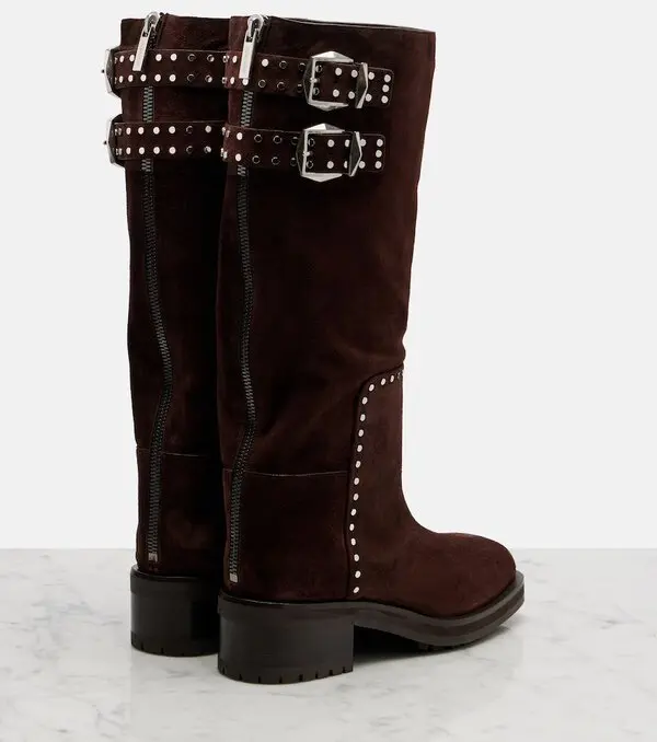 JIMMY CHOO Brooklyn 50 Studded Knee-high Boots - Brown