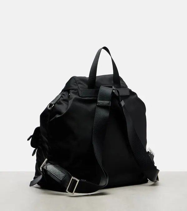 Prada Re-nylon And Leather-trimmed Backpack - Black