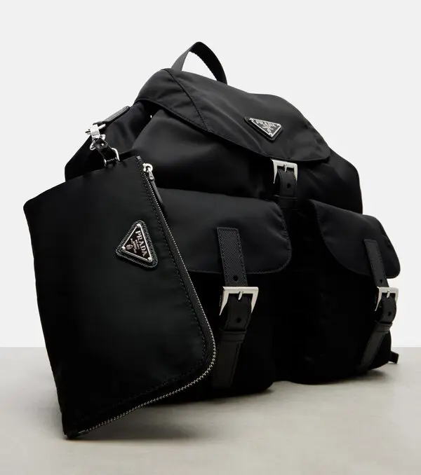 Prada Re-nylon And Leather-trimmed Backpack - Black