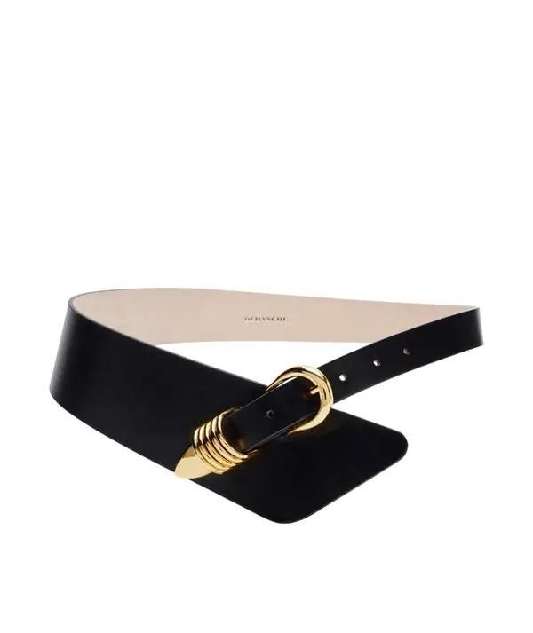 DEHANCHE Alcott Asymmetric Leather Belt - Black