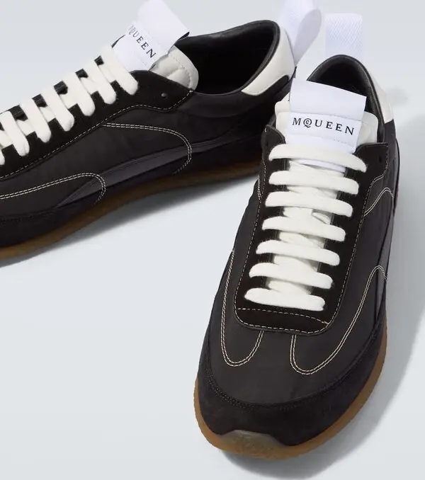 Alexander McQueen Suede-trimmed Leather Sneakers - Black