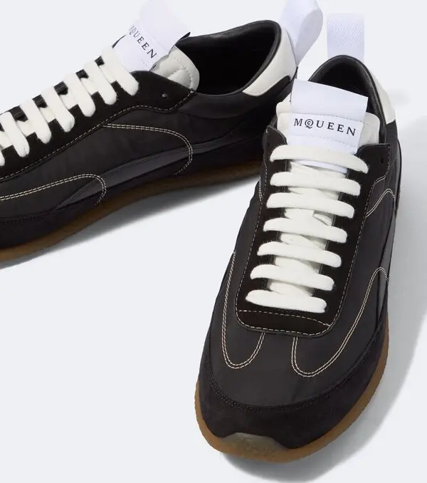 Alexander McQueen Suede-trimmed Leather Sneakers - Black