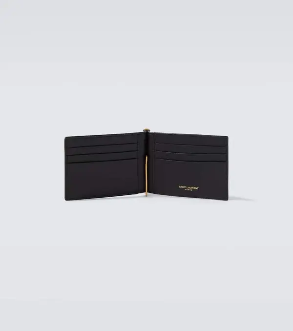 Saint Laurent Tiny Cassandre Croc-effect Leather Wallet